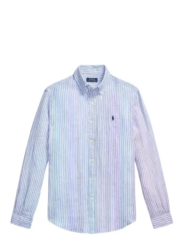 Polo Ralph Lauren Striped Pony Linen Shirt - Blue