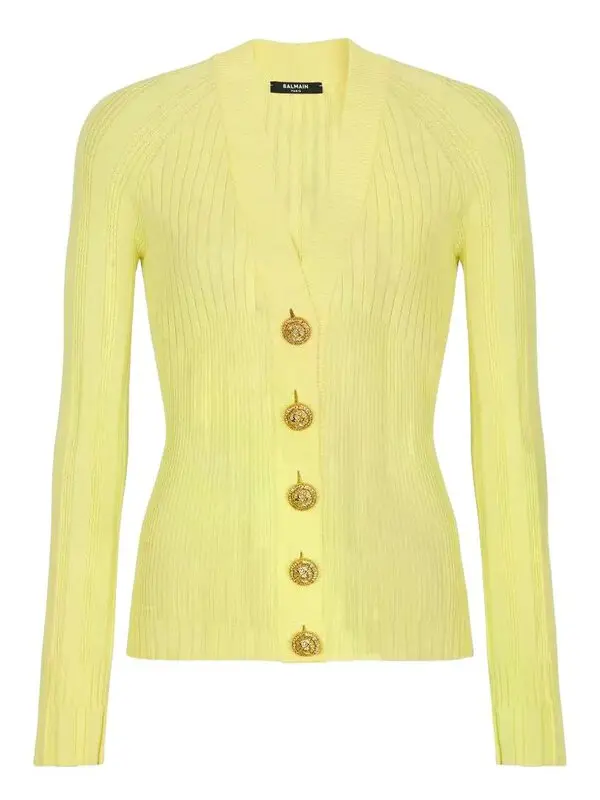 Balmain V-neck Buttoned Cardigan - Yellow