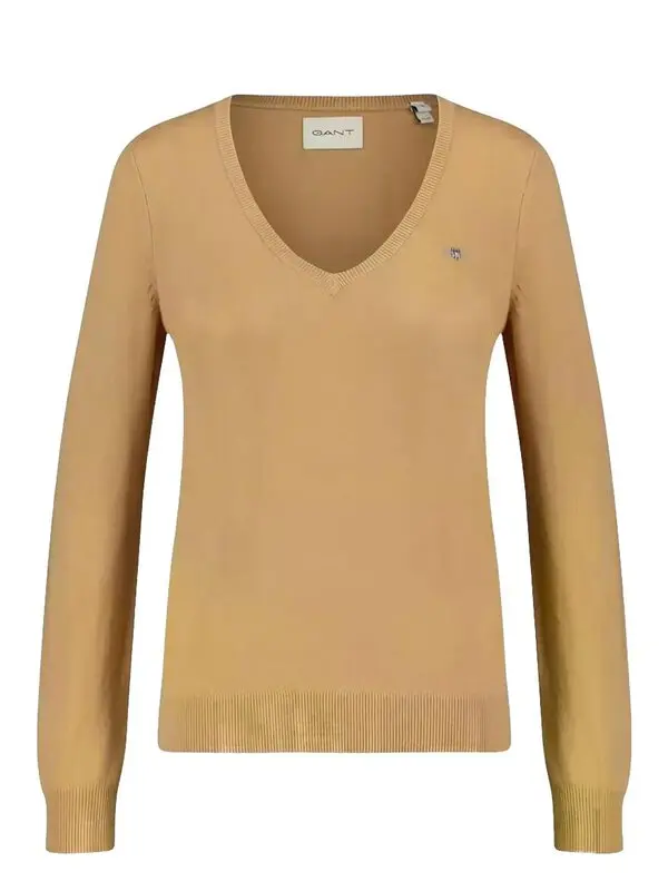 Gant V-neck Long Sleeve Top - Neutrals