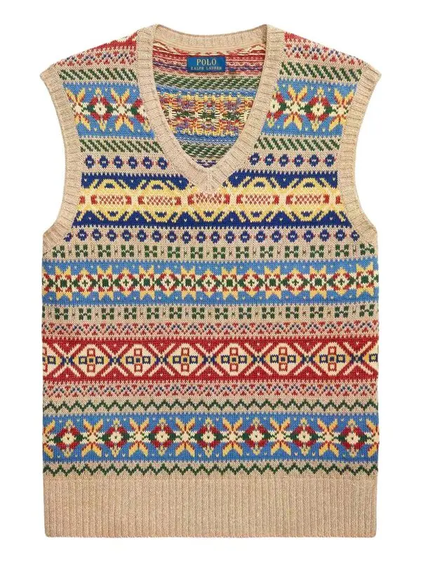 Polo Ralph Lauren Fair Isle V-neck Vest - Neutrals
