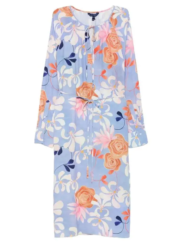 Gant Floral-print Midi Dress - Blue
