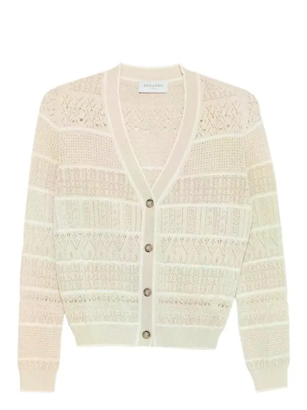 ERMANNO FIRENZE V-neck Button Cardigan - Neutrals