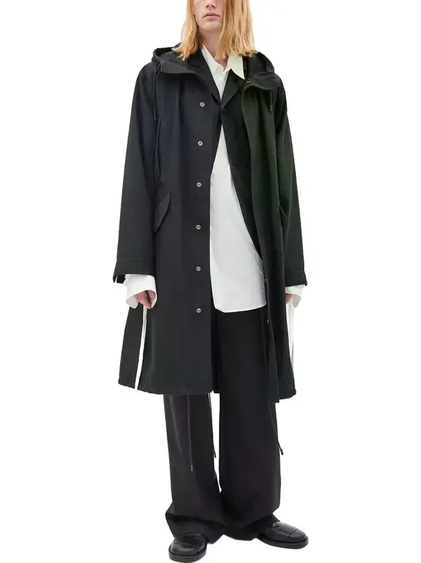 ANN DEMEULEMEESTER Cotton Hooded Parka - Black