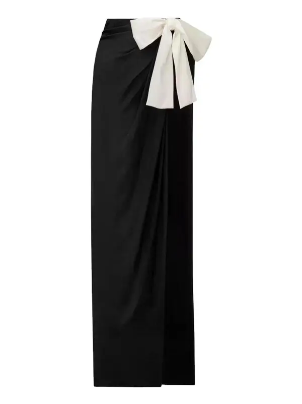 Saint Laurent Draped Maxi Skirt With Bow Detail - Black