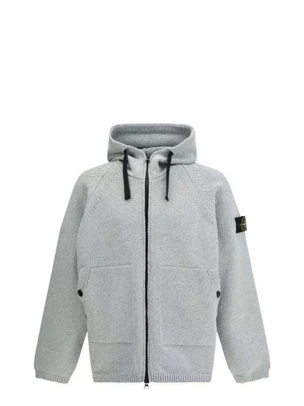Stone Island Hooded Zip Sweater - Grey