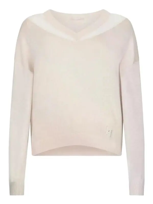 Liu Jo V-neck Sweater With Logo - Neutrals