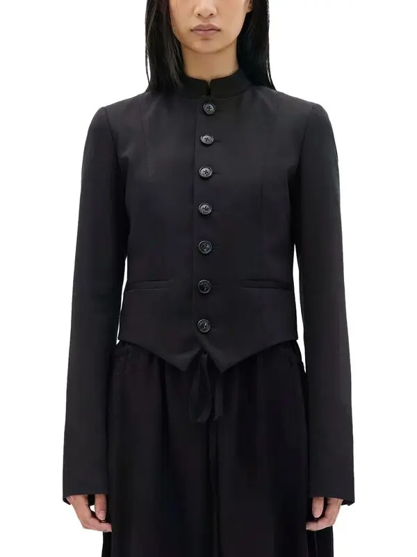 ANN DEMEULEMEESTER Mandarin-collar Cropped Jacket - Black