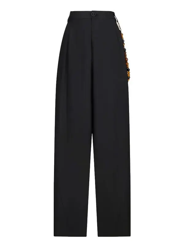 DARKPARK Phebe Beaded Wide-leg Trousers - Black