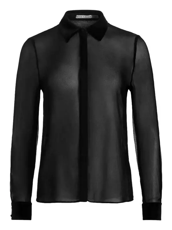 Alice + Olivia Willa Collared Long-sleeved Shirt - Black