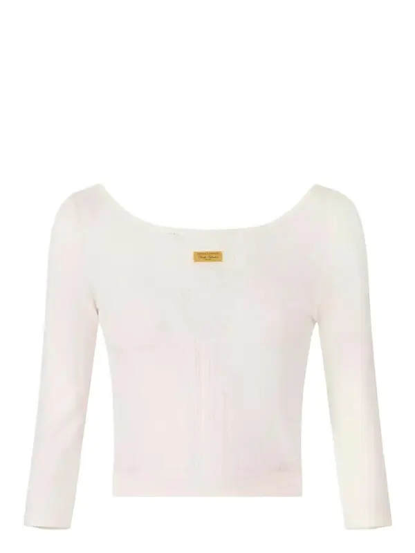 Elisabetta Franchi Logo-plaque Knit Top - Neutrals