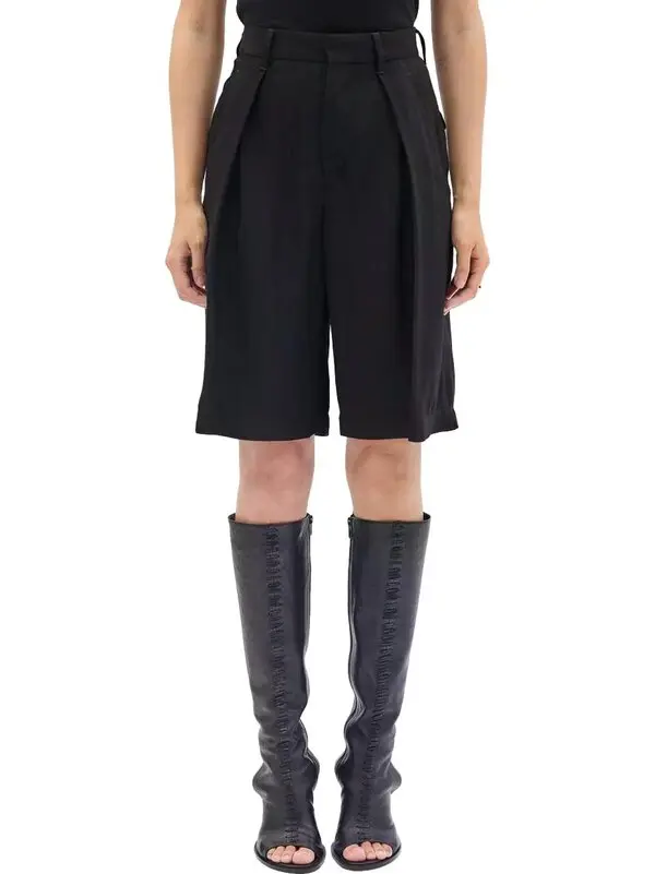 ANN DEMEULEMEESTER Pleated High-waisted Shorts - Black
