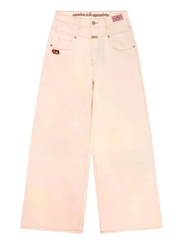 AAPE BY *A BATHING APE® Embroidered Wide-leg Trousers - Pink