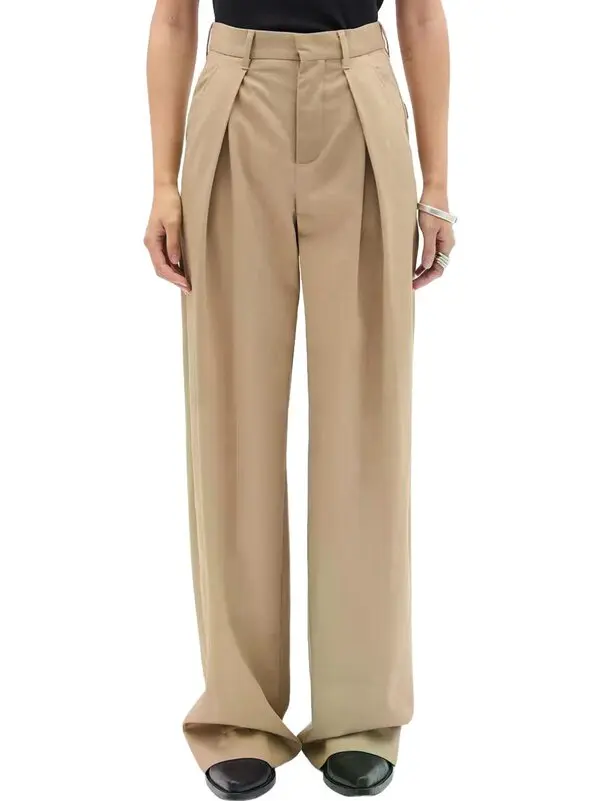 ANN DEMEULEMEESTER Pleated Wide-leg Trousers - Neutrals