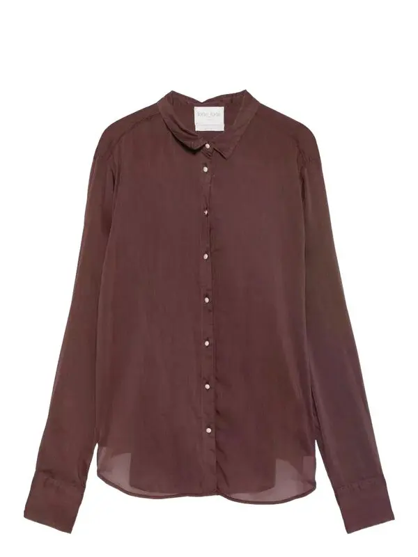 FORTE_FORTE Polo-collar Shirt - Brown