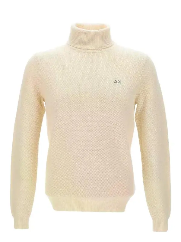 SUN 68 Embroidered Logo Roll-neck Sweater - Neutrals
