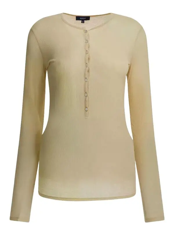 Soeur Buttoned Long-sleeved T-shirt - Neutrals