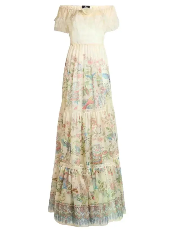 Etro Floral Print Maxi Dress - Neutrals