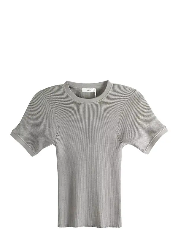 RIER Ribbed Knit T-shirt - Grey