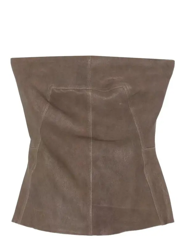 Rick Owens Leather Strapless Top - Brown