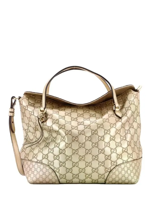 Gucci Bree Convertible Top Handle Ssima Leather Medium Tote Bag - Gold
