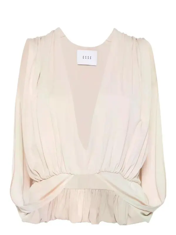 ESSE STUDIOS Solina V-neck Cape Top - Neutrals