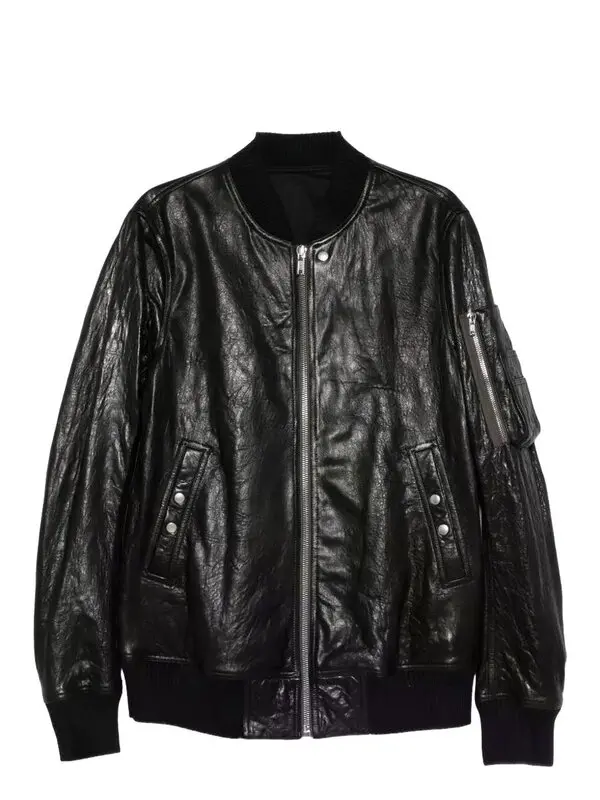 Rick Owens Classic Leather Flight Bomber Jacket - Black