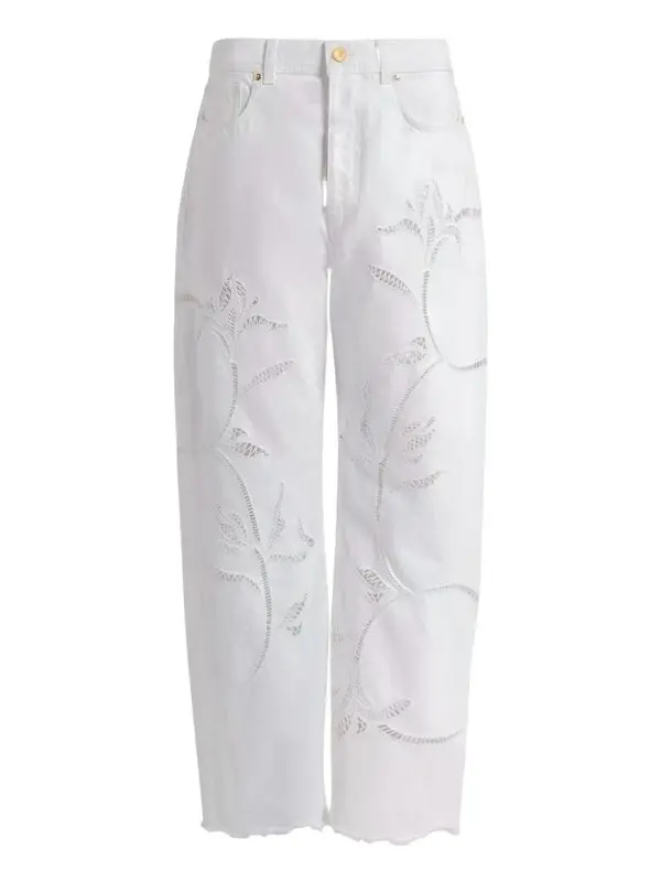 Alberta Ferretti Floral Appliqué Trousers - White