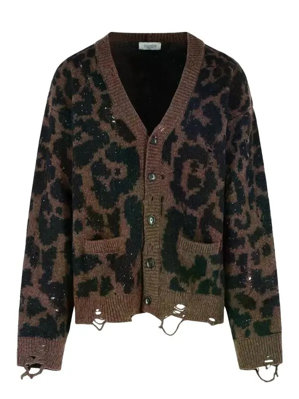 LANEUS Leopard-pattern Cardigan - Brown