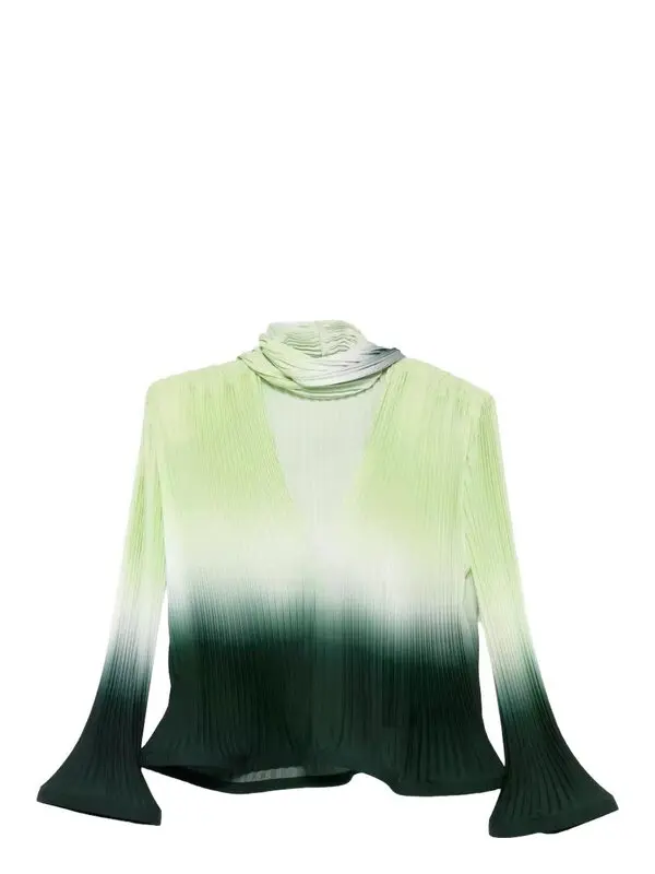 ROWEN ROSE Pleated Degradé Scarf Blouse - Green