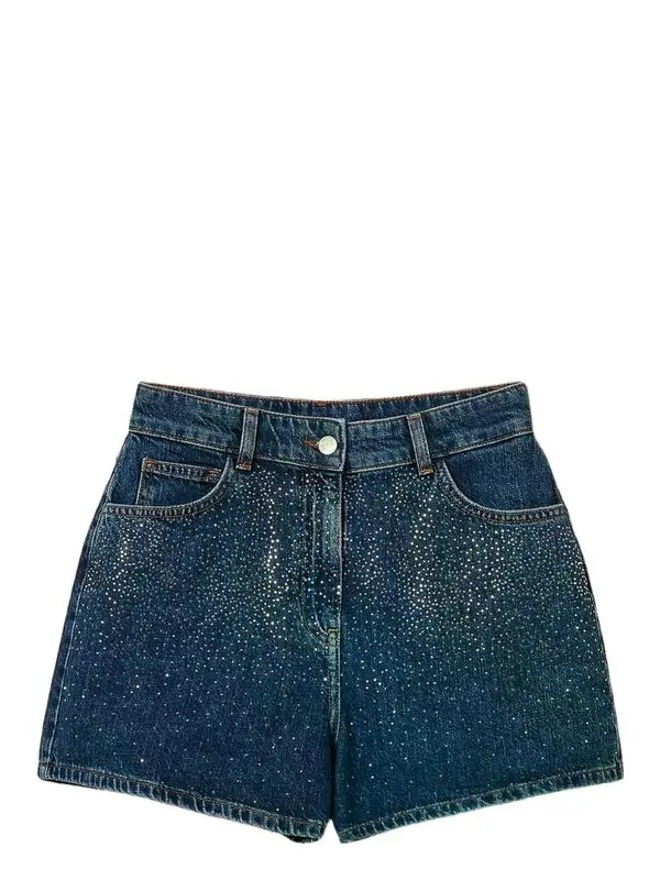 TWINSET Rhinestone-embellished Denim Shorts - Blue