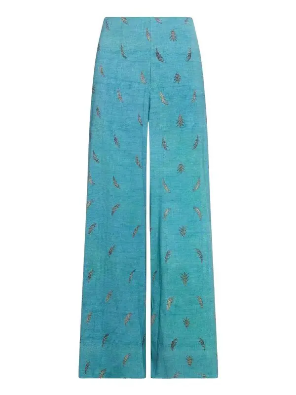 PIERRE-LOUIS MASCIA Adanastr Leaf-print Palazzo Pants - Blue