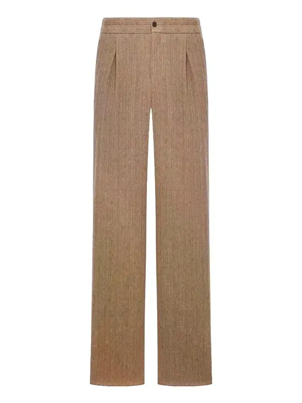 Giorgio Armani Pleated Linen Trousers - Neutrals