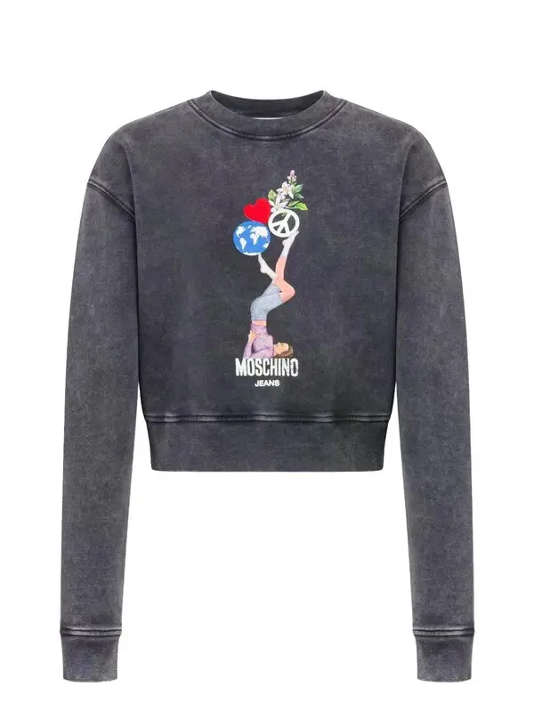 Moschino Graphic-print Crew-neck Sweatshirt - Blue