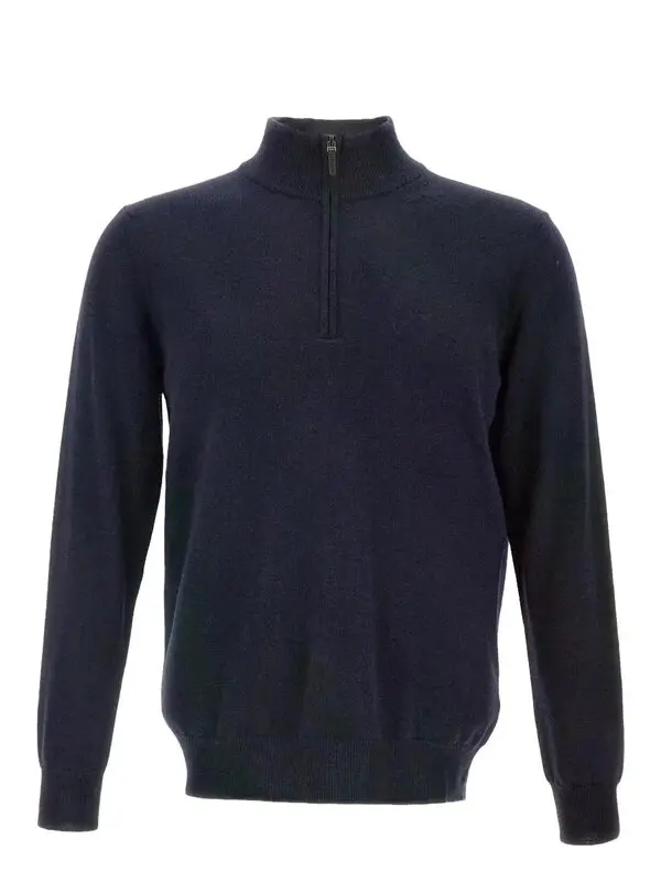 KANGRA Half-zip Stand-up Collar Sweater - Blue