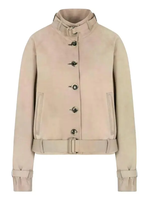 Giorgio Armani Stand-collar Leather Jacket - Neutrals