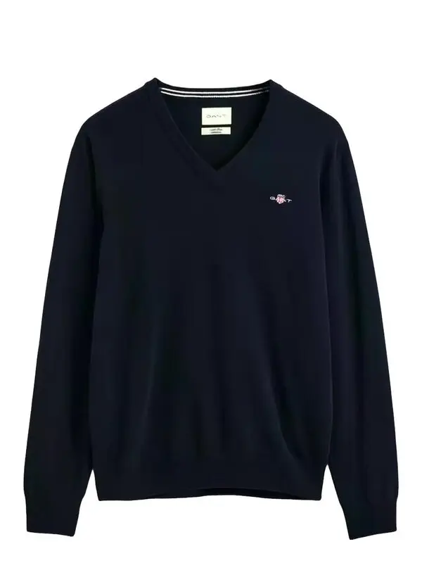 Gant Logo V-neck Sweater - Blue