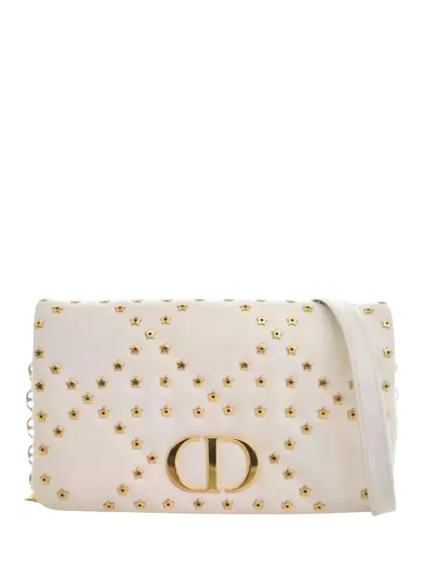 Dior 2022 Mini Lambskin Macrocannage Lucky Star Studded Caro Crossbody Bag - Gold