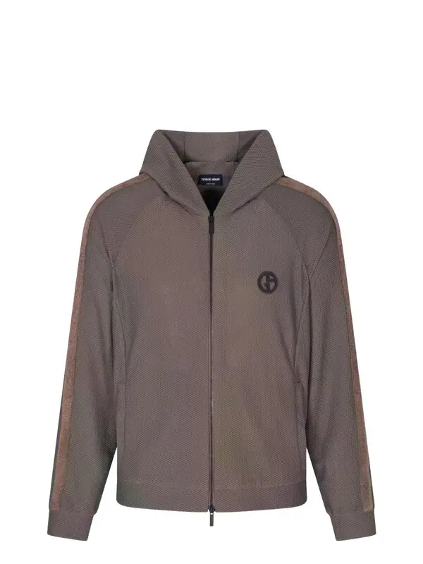 Giorgio Armani Zip-up Waffle-fabric Hoodie - Brown