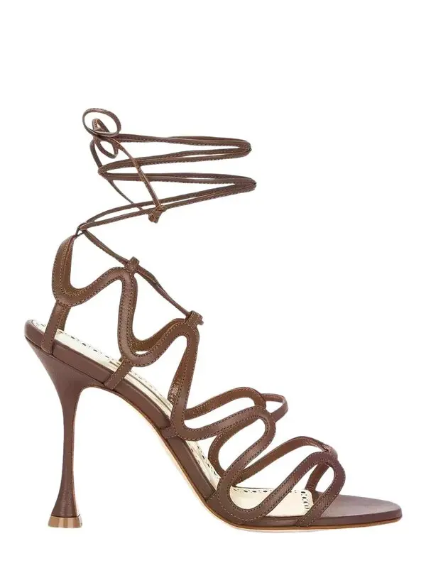 Manolo Blahnik Tie-detail Leather Sandals - Brown