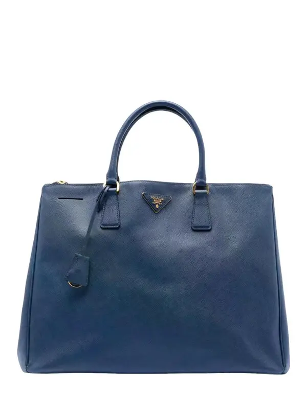Prada Extra Large Saffiano Lux Galleria Double Zip Tote Bag - Blue