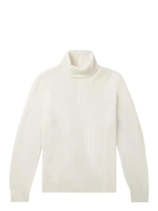 Brunello Cucinelli Roll-neck Ribbed Sweater - Neutrals