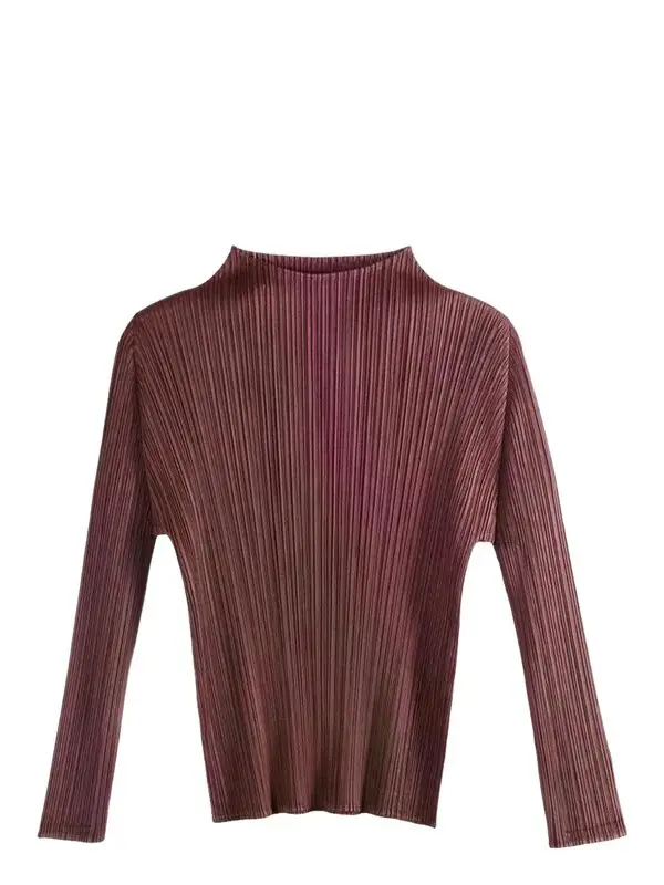 Issey Miyake Pleated Long-sleeve Top - Brown