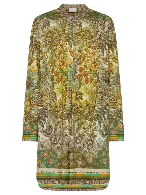 PIERRE-LOUIS MASCIA Diomede Botanical Floral Shirt Dress - Green