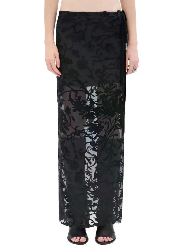 ANN DEMEULEMEESTER Floral-embroidered Maxi Skirt - Black