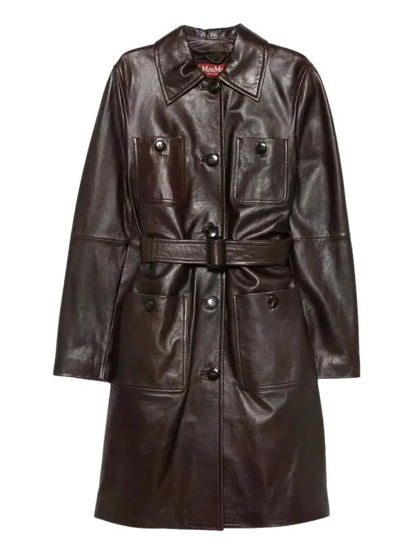 Max Mara Mstamaca Button Belted Jacket - Brown