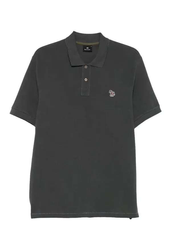 Paul Smith Zebra-patch Regular-fit Polo Shirt - Grey