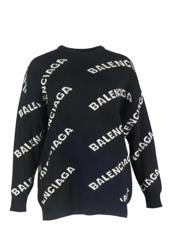 Balenciaga Logo-intarsia Sweater - Black