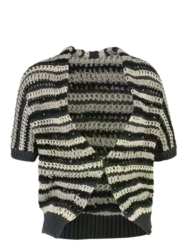 Brunello Cucinelli Sequin-embellished Striped Cardigan - Black
