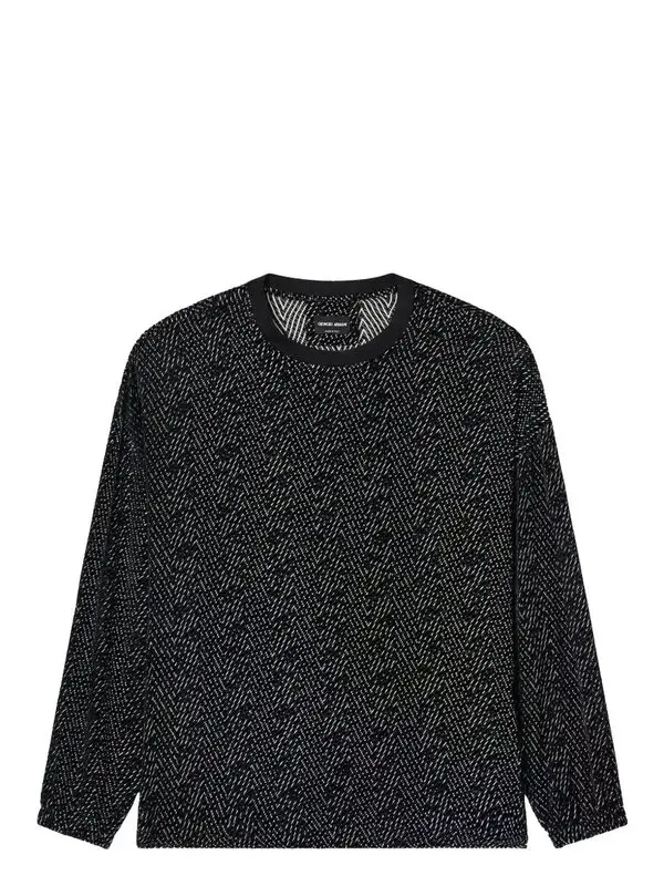 Giorgio Armani Printed Crew-neck Long-sleeve T-shirt - Black