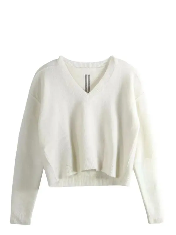 Rick Owens V-neck Cropped Sweater - White